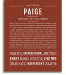Paige Personalized Name Meaning Art Prints – Name Stories