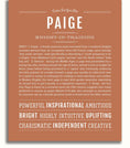 Paige Personalized Name Meaning Art Prints – Name Stories