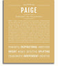 Paige Personalized Name Meaning Art Prints – Name Stories
