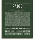 Paige Personalized Name Meaning Art Prints – Name Stories