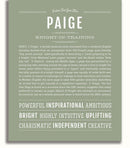 Paige Personalized Name Meaning Art Prints – Name Stories