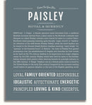 Paisley Personalized Name Meaning Art Prints – Name Stories