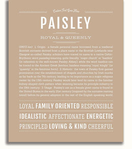 Paisley Personalized Name Meaning Art Prints – Name Stories