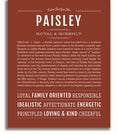 Paisley Personalized Name Meaning Art Prints – Name Stories