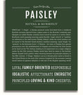 Paisley Personalized Name Meaning Art Prints – Name Stories