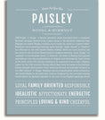 Paisley Personalized Name Meaning Art Prints – Name Stories