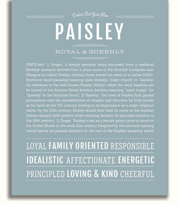 Paisley Personalized Name Meaning Art Prints – Name Stories