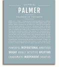 Palmer Personalized Name Meaning Art Prints – Name Stories