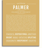 Palmer Personalized Name Meaning Art Prints – Name Stories