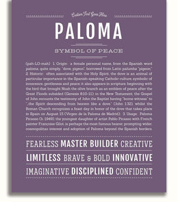 Paloma Personalized Name Meaning Art Prints – Name Stories