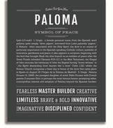 Paloma Personalized Name Meaning Art Prints – Name Stories