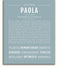Paola Name Art Print Name Stories