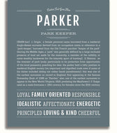 Parker Personalized Name Meaning Art Prints – Name Stories