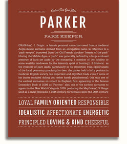 Parker (female) | Name Art Print – Name Stories