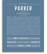 Parker Personalized Name Meaning Art Prints – Name Stories