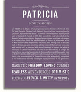 Patricia Personalized Name Meaning Art Prints – Name Stories