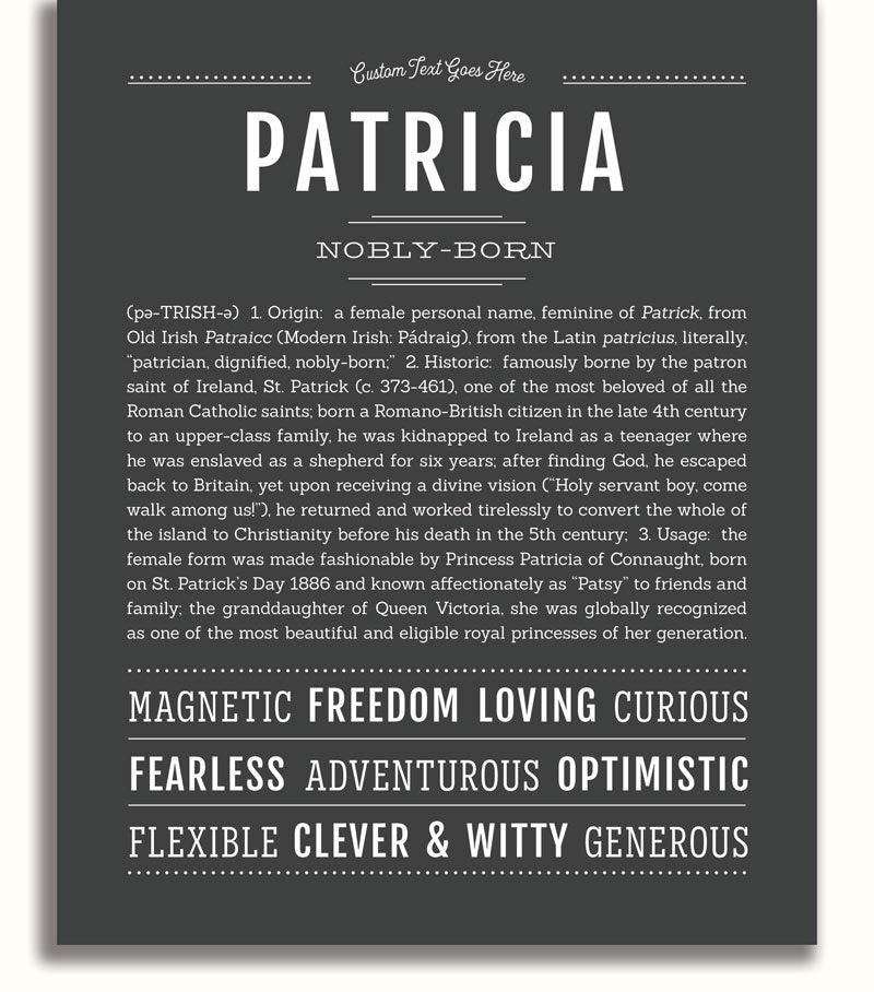Patricia Personalized Name Meaning Art Prints – Name Stories