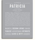 Patricia Personalized Name Meaning Art Prints – Name Stories