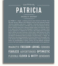 Patricia Personalized Name Meaning Art Prints – Name Stories
