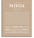 Patricia Personalized Name Meaning Art Prints – Name Stories