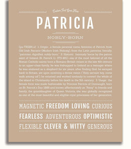 Patricia Personalized Name Meaning Art Prints – Name Stories