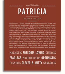 Patricia Personalized Name Meaning Art Prints – Name Stories