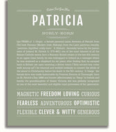 Patricia Personalized Name Meaning Art Prints – Name Stories