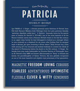 Patricia Personalized Name Meaning Art Prints – Name Stories