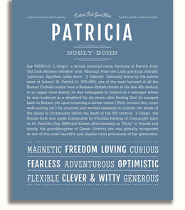 Patricia Personalized Name Meaning Art Prints – Name Stories