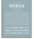 Patricia Personalized Name Meaning Art Prints – Name Stories