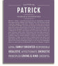 Patrick Personalized Name Meaning Art Prints – Name Stories