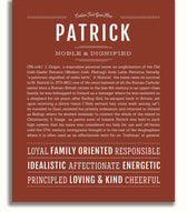 Patrick Personalized Name Meaning Art Prints – Name Stories