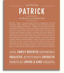 Patrick Personalized Name Meaning Art Prints – Name Stories