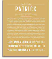 Patrick Personalized Name Meaning Art Prints – Name Stories