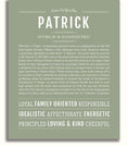 Patrick Personalized Name Meaning Art Prints – Name Stories