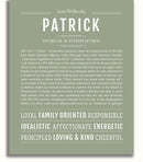 Patrick Personalized Name Meaning Art Prints – Name Stories