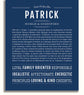 Patrick Personalized Name Meaning Art Prints – Name Stories