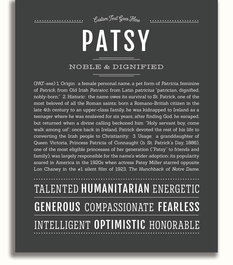 Patsy Personalized Name Meaning Art Prints – Name Stories