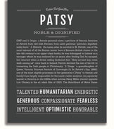Patsy | Name Art Print - Personalized Custom Gifts – Name Stories
