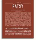 Patsy Personalized Name Meaning Art Prints – Name Stories