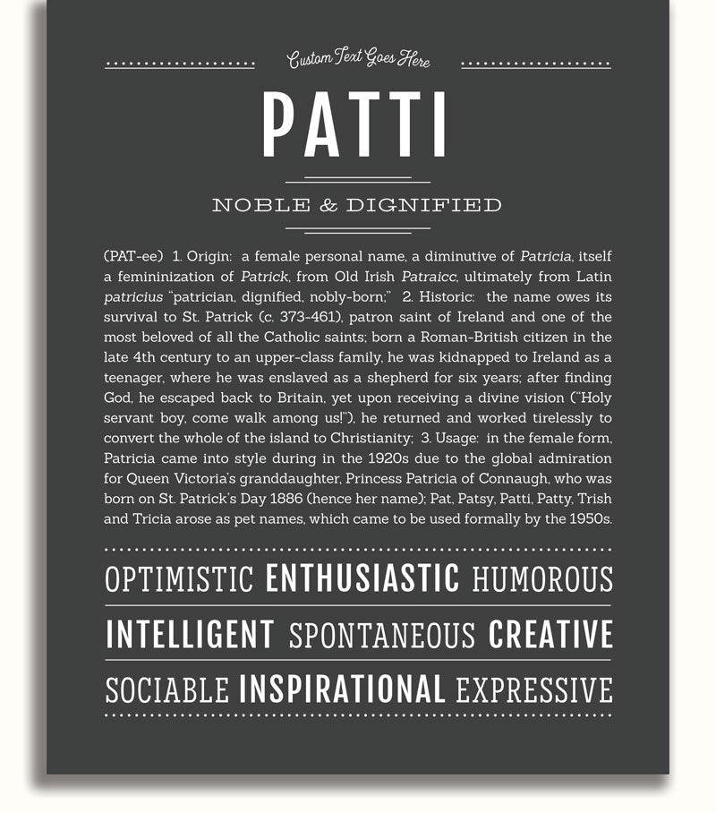 Patti Personalized Name Meaning Art Prints – Name Stories