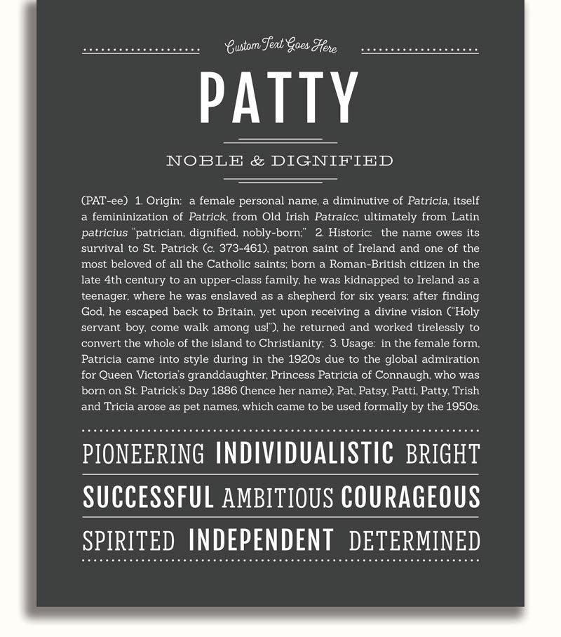 Patty Personalized Name Meaning Art Prints – Name Stories
