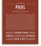 Paul Personalized Name Meaning Art Prints – Name Stories