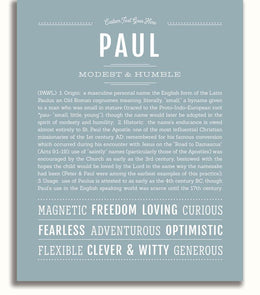 Paul Personalized Name Meaning Art Prints – Name Stories