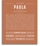 Paula Personalized Name Meaning Art Prints – Name Stories