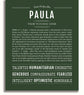 Paula Personalized Name Meaning Art Prints – Name Stories