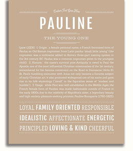 Pauline Personalized Name Meaning Art Prints – Name Stories