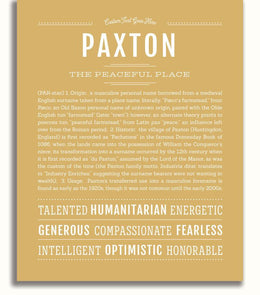 Paxton Personalized Name Meaning Art Prints – Name Stories