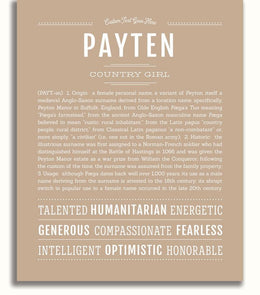 Payten Personalized Name Meaning Art Prints – Name Stories