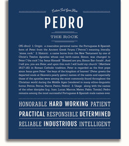 Pedro Personalized Name Meaning Art Prints – Name Stories